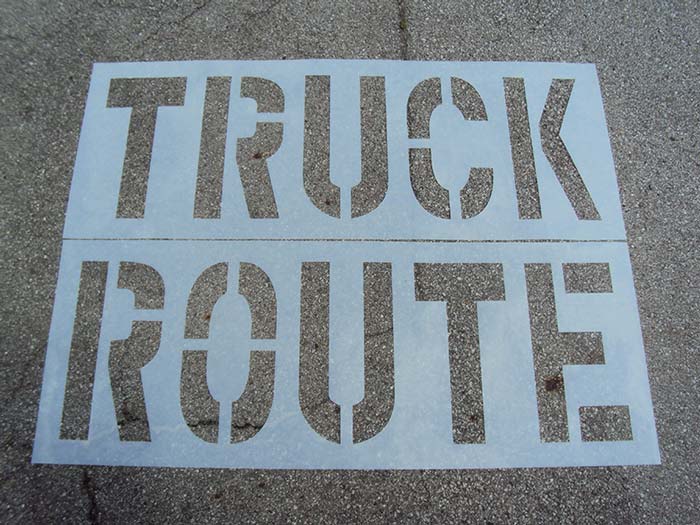 TRUCK ROUTE Parking Lot Stencil MFG'd By The American Striping Co.